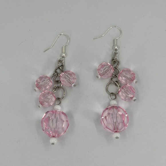 Hand Crafted | Jewelry | Pink Beaded Cha Cha Dangle Earrings Upcycled ...